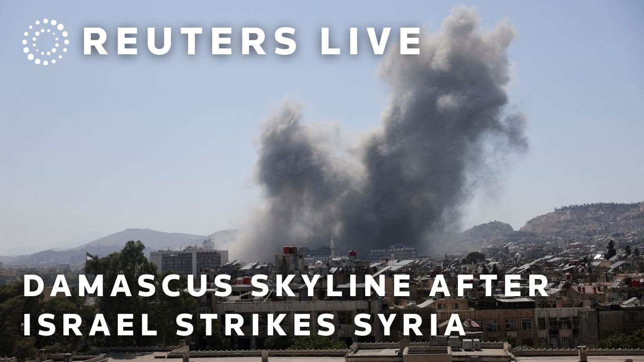 LIVE: Damascus skyline after Israel strikes Syria - YouTube