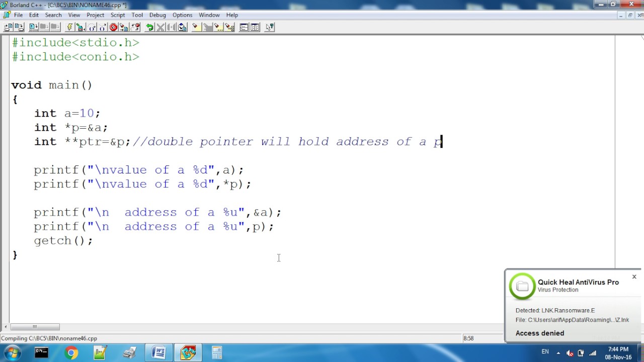 Simple Pointer Programe In C Youtube