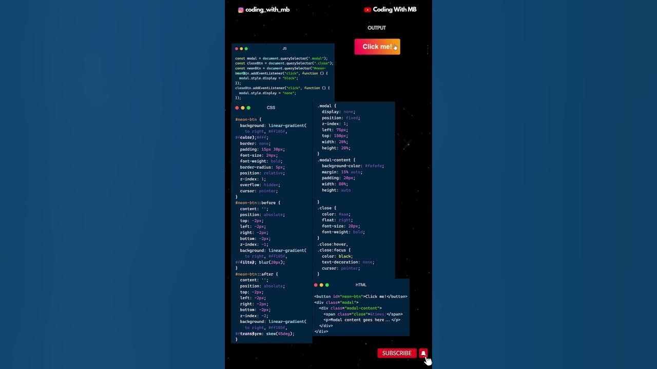 Open Modal On Button Click Html Css Javascript Shorts Youtube