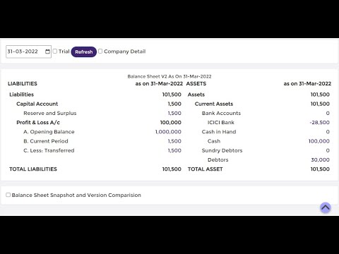 Balance Sheet v2 with Profit and Loss Transfer To Reserve and Surplus ...