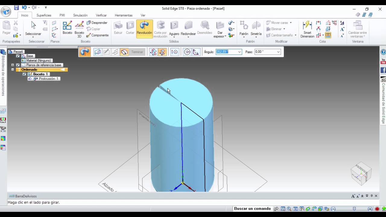 SolidEdge ST8 Tutorial 7: Revolución - YouTube