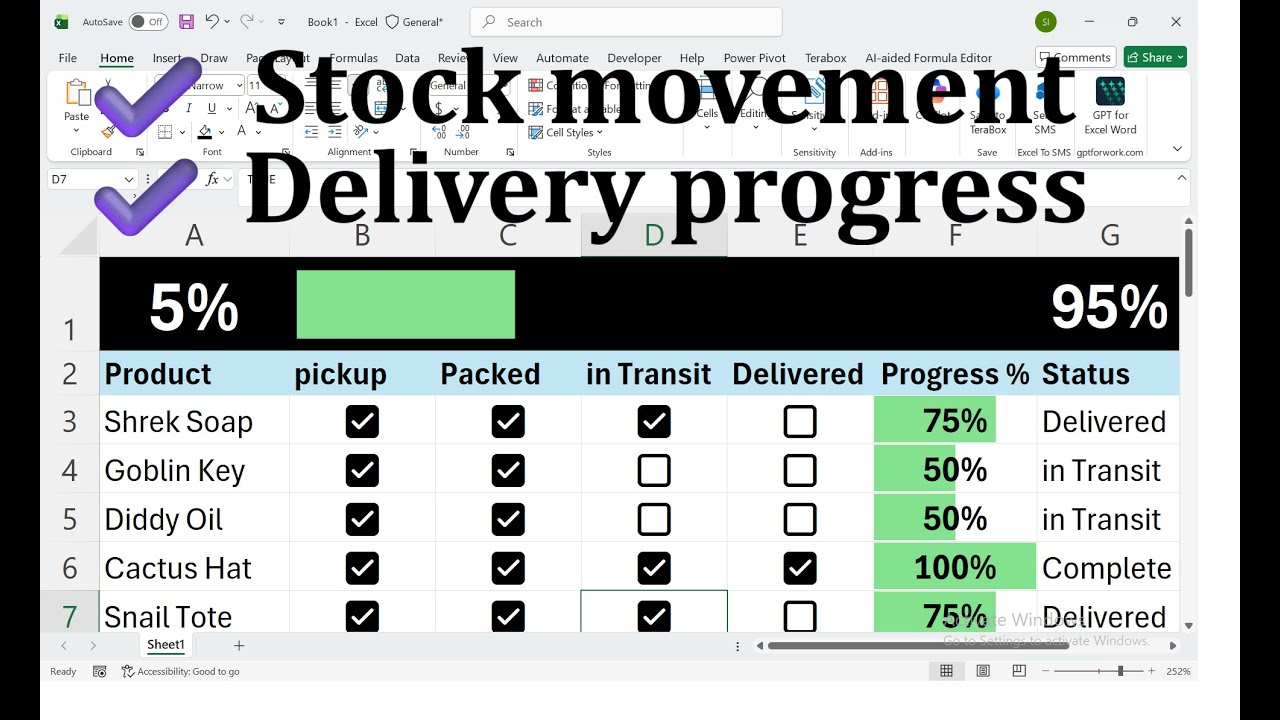 How To Make Excel Delivery & Stock Progress Tracker | Auto Status ...