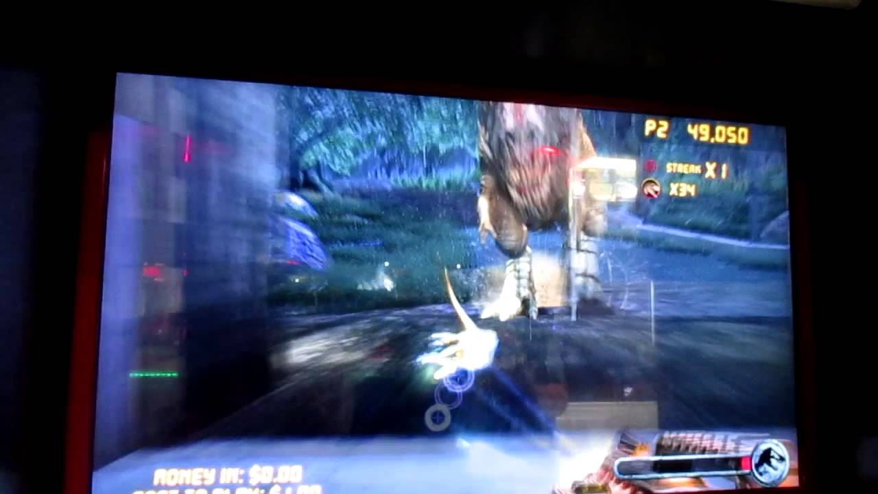 Jurassic Park Arcade Game At Six Flags Magic Mountain - YouTube