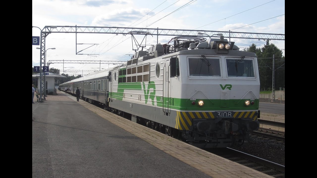 Finland: VR Class Sr1 electric loco departing from Toijala station on a ...