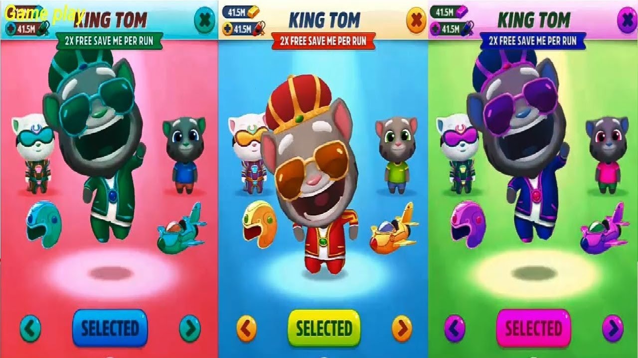 Talking Tom Gold Run (3 Star) Colors Reaction King Tom in New Santa's ...