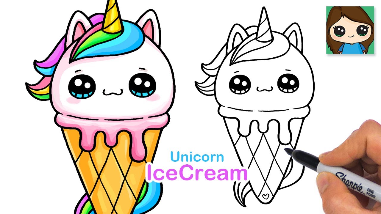 How to Draw a Unicorn Ice Cream Cone | Ice Cream-icorn 🍦🦄 - YouTube