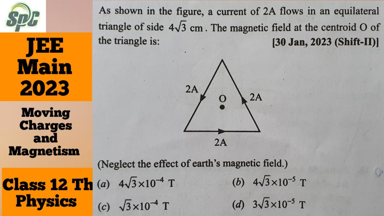 As shown in the figure, a current of 2A flows in an equilateral ...