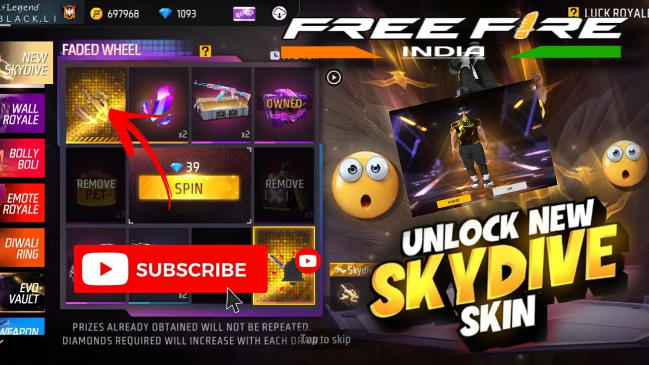unlock new aura skydrive skin in free fire III free fire video #youtube #best #crazy #b #mrbeast ...