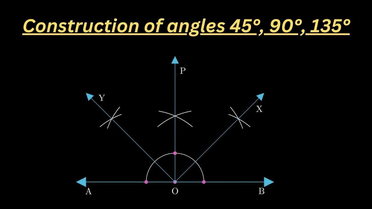Construction of angles 45°, 90°, 135° - YouTube