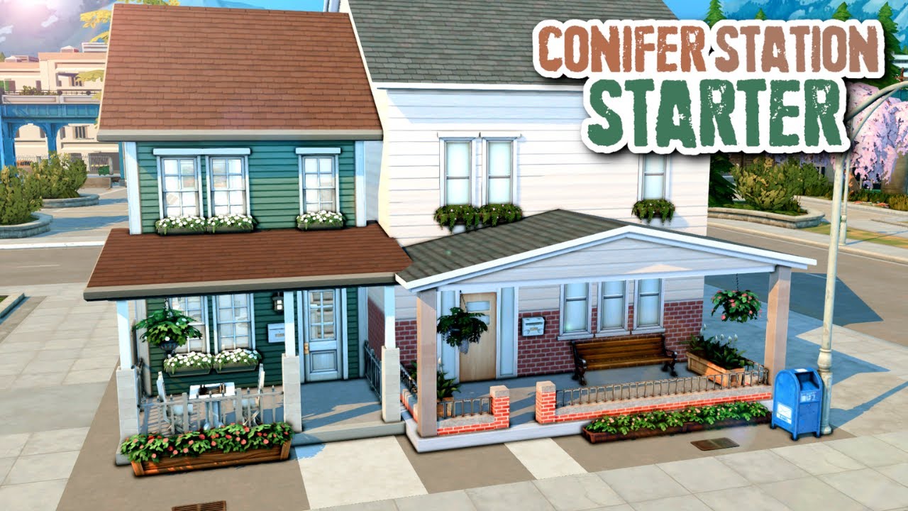 CONIFER STATION STARTER 🚉 Rebuild Evergreen Harbor || The Sims 4 Speed ...