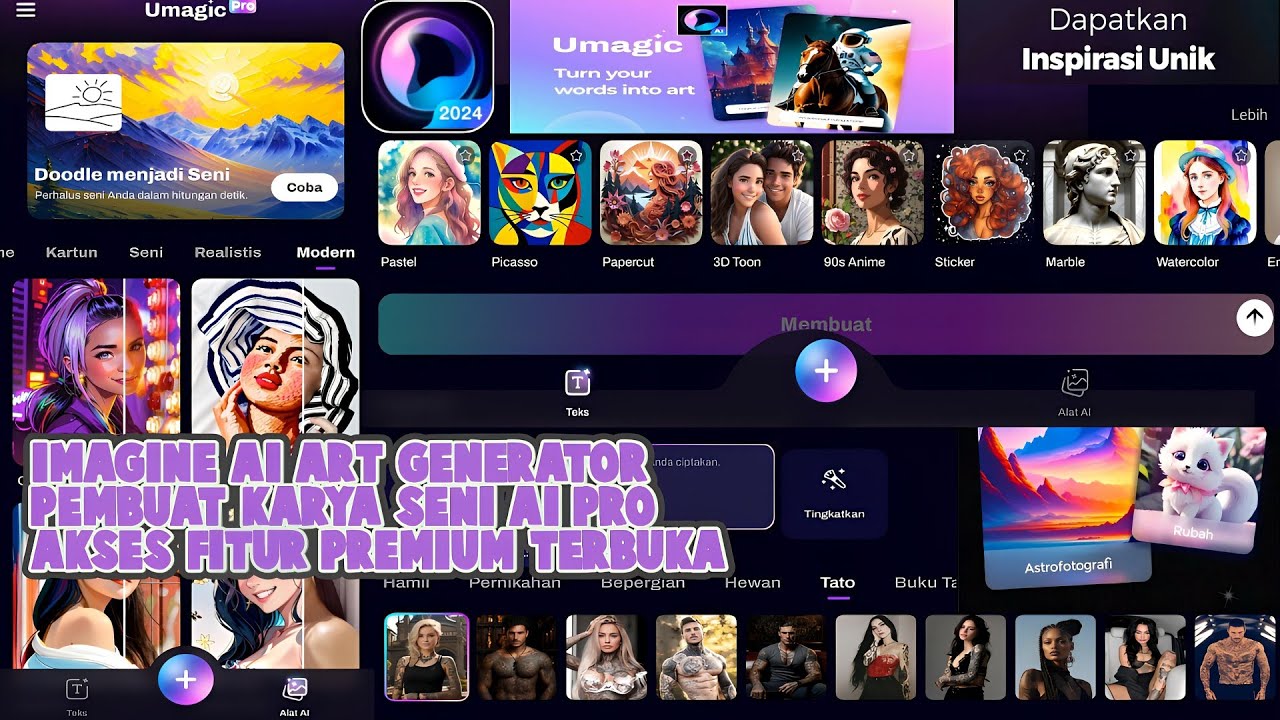 MOD UMAGIC AI ART GENERATOR KARYA SENI || UMAGIC PRO UBAH KATA & GAMBAR ...