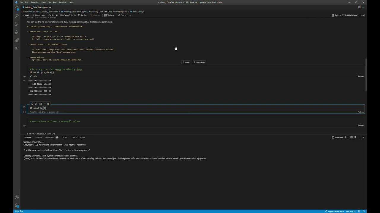 Missing Data Teach ipynb WS RTL Spark Workspace Visual Studio Code 2021 ...