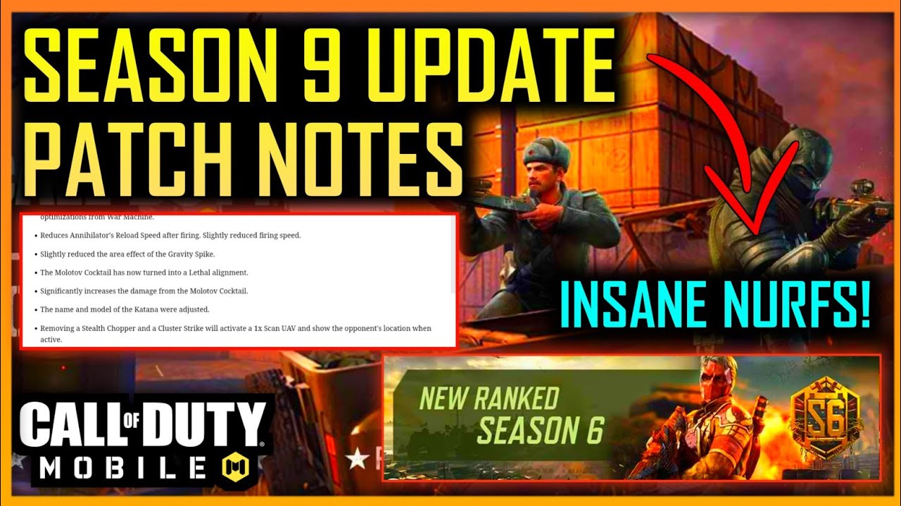 SEASON 9: PATCH NOTES CODM | NEW EVENTS, BATTLE PASS LEAKS AND NURFS ...