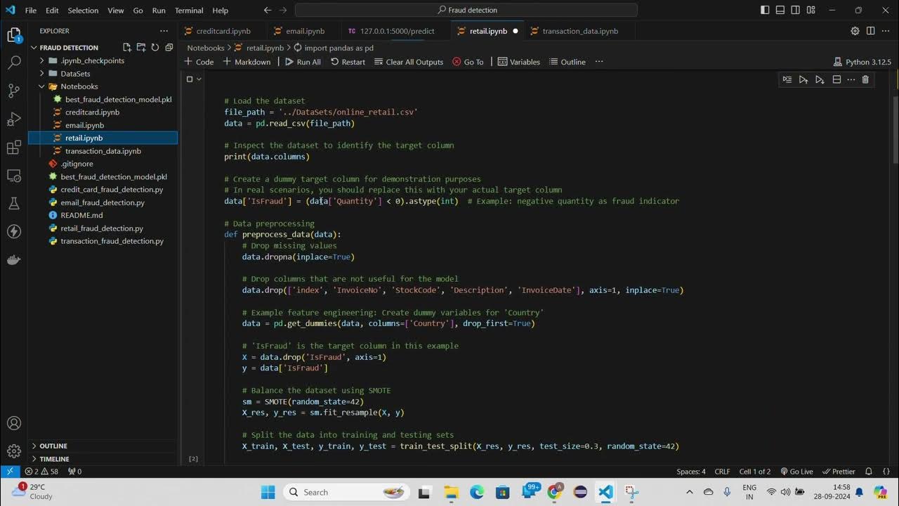 Fraud Detection System Using Python | Jupyter Notebook | Data Science | Nandini Asadi - YouTube