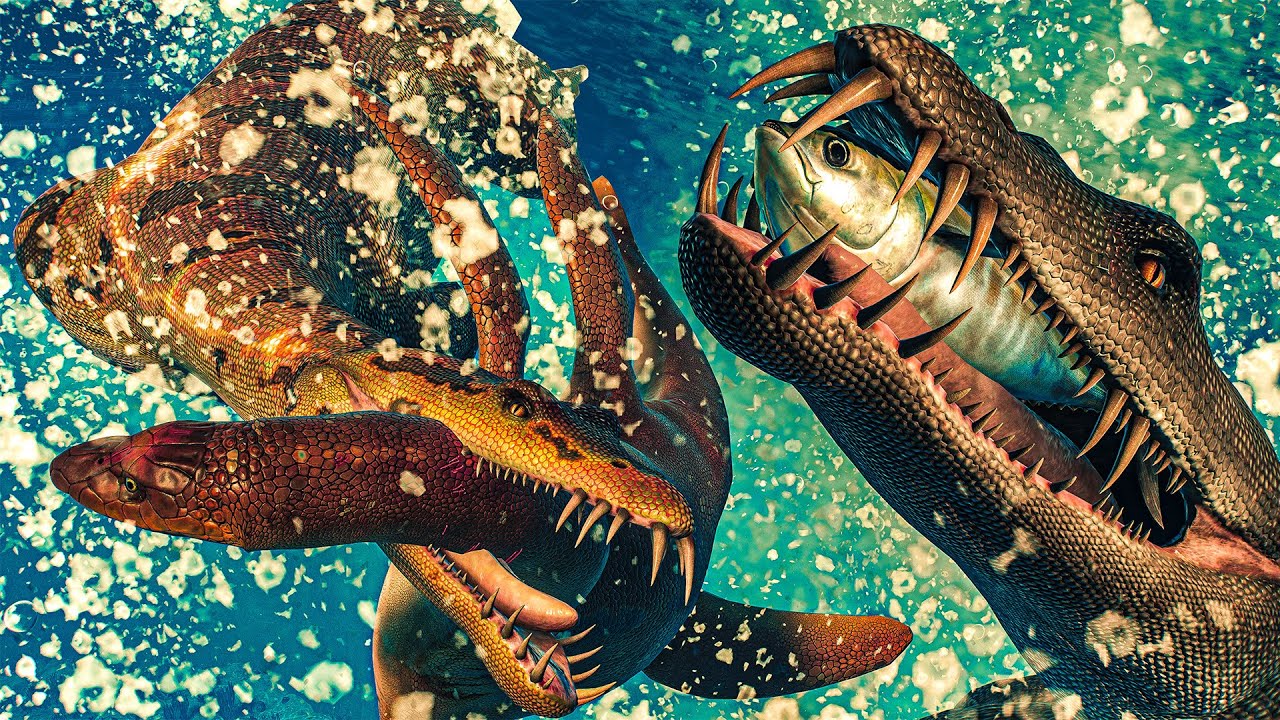 Nothosaurus ALL the BEST animations! Hunt & Fight & Chill & Losses ...