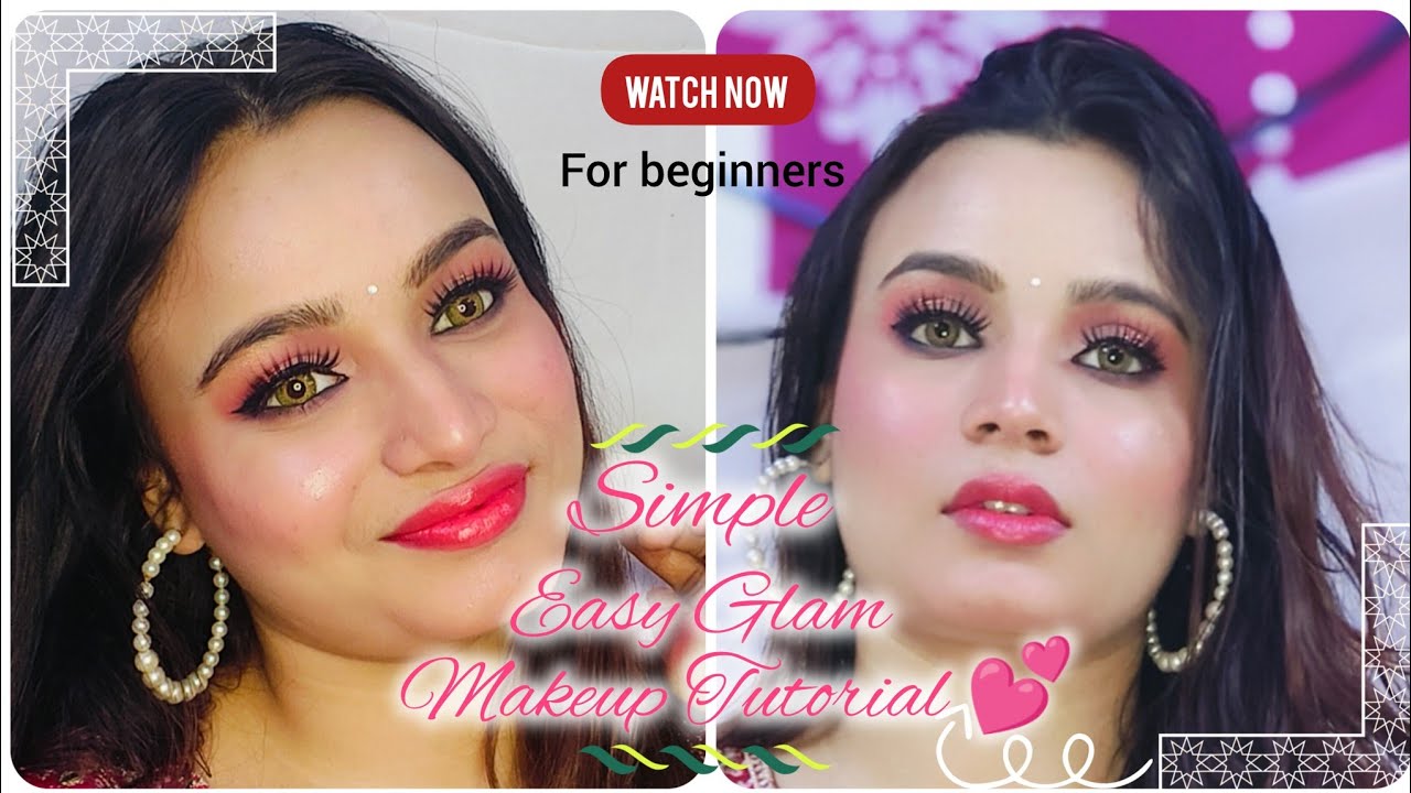 Easy Simple Glam Makeup tutorial || For beginners ||Winter Glowing Step ...