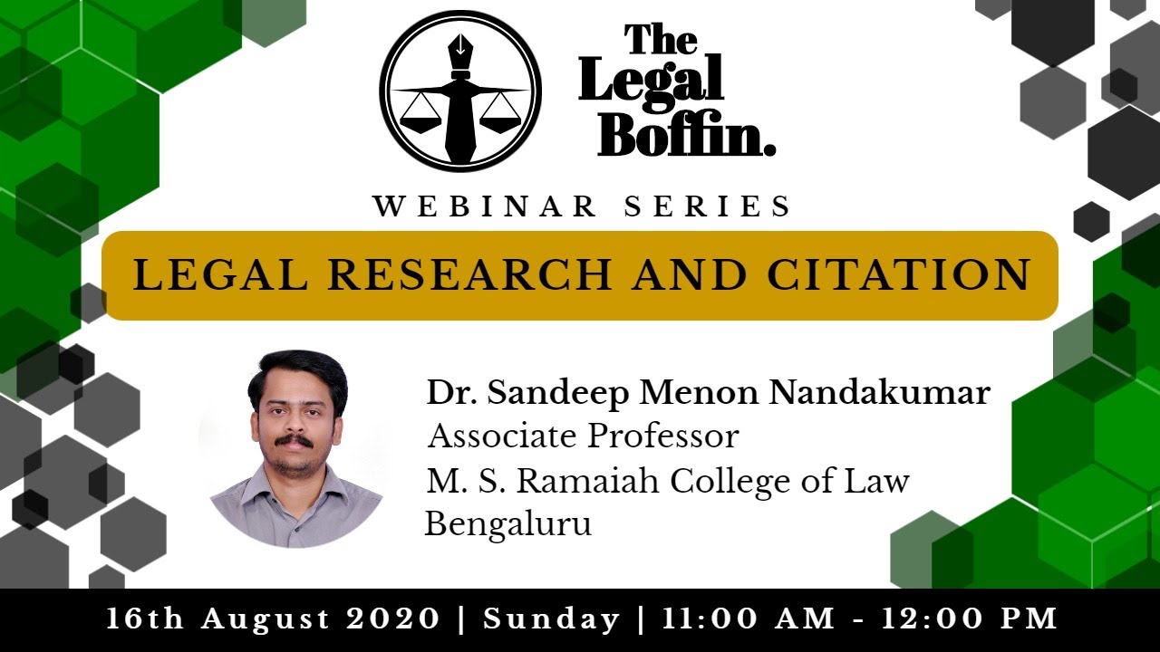 "Legal Research and Citation" | Dr. Sandeep Menon Nandakumar - YouTube