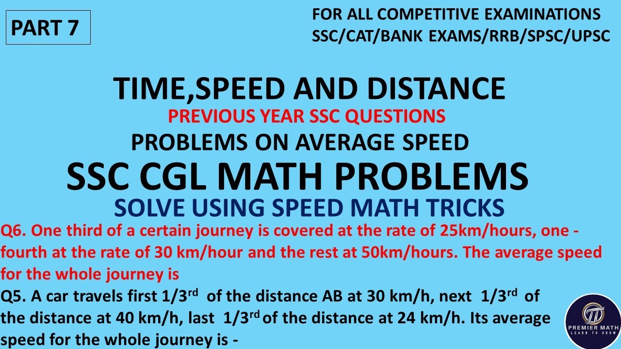 Time Speed And Distance | Premier Math | Part 7 - YouTube