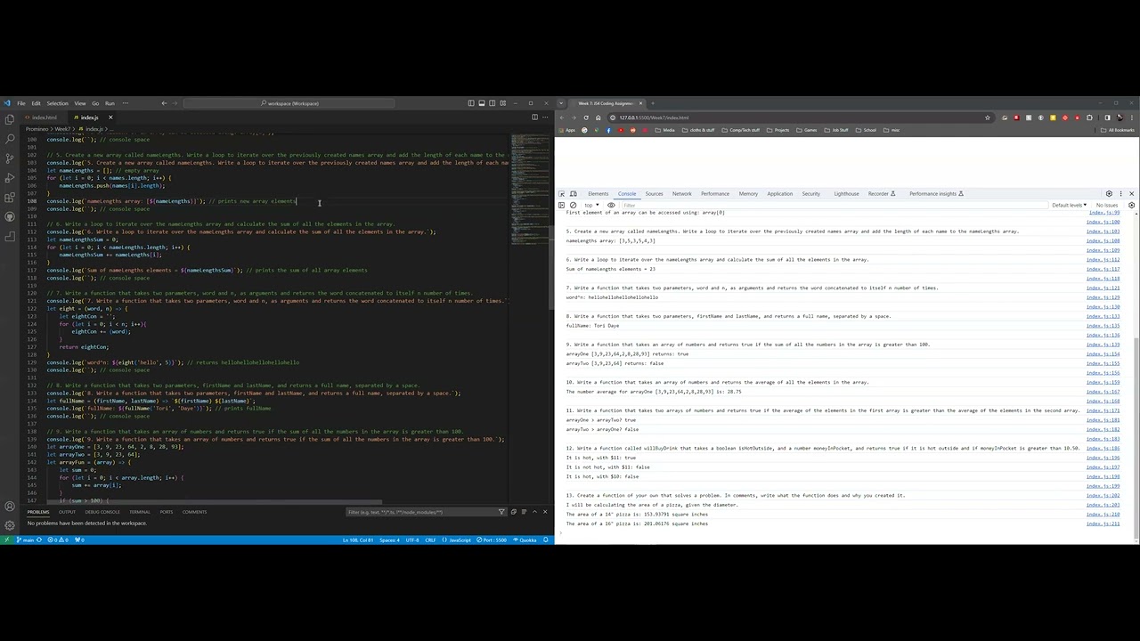 Week 7: JS4 Coding Assignment - YouTube