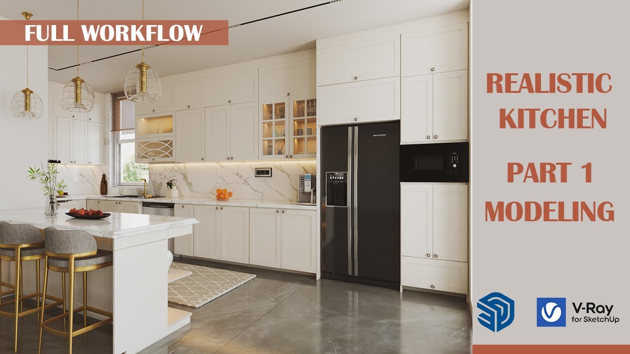 SketchUp V-ray Render Tutorial | How To Design Realistic Kitchen ...