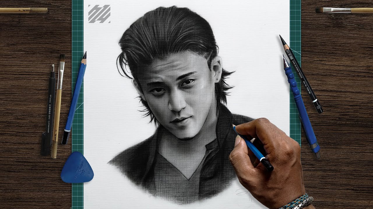 sketsa pensil - sketsa wajah 'Takiya Genji' | drawing | step by step ...