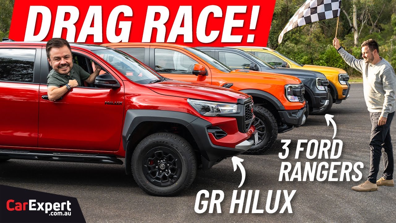 Drag race: Toyota HiLux GR Sport v Raptor v V6 Ranger v Wildtrak ...