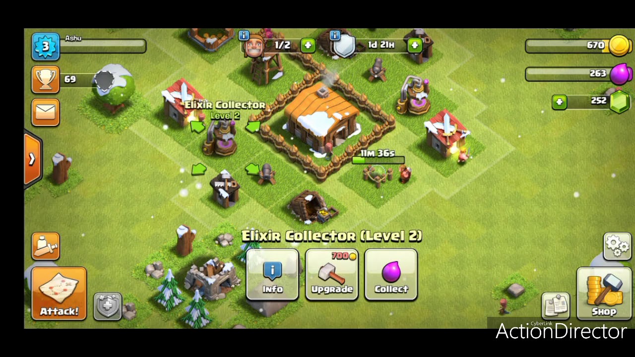 Begining of COC.... Town Hall Level 2.... - YouTube