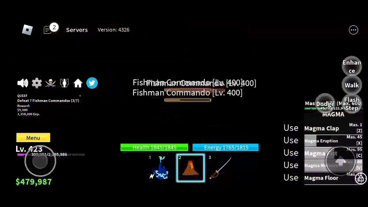 blox fruit fishman commando guest magma game play - YouTube