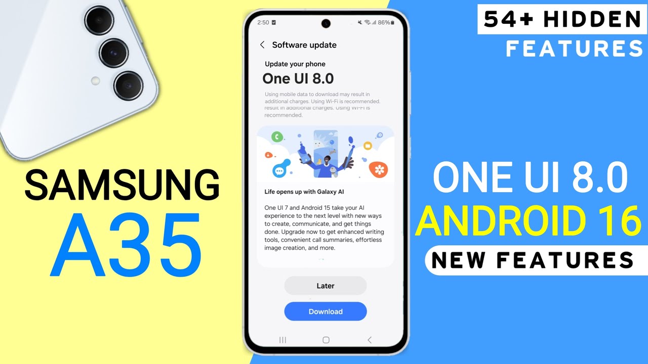 Samsung Galaxy A35 One Ui 8.0 Android 16 Update | Beta 1 New Update for ...