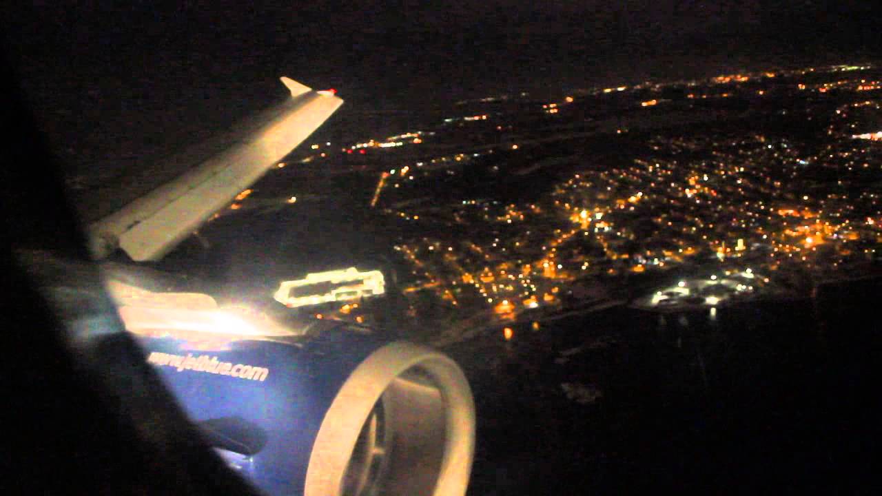 JetBlue Airways A320 Night time landing @ TF Green Airport Providence ...