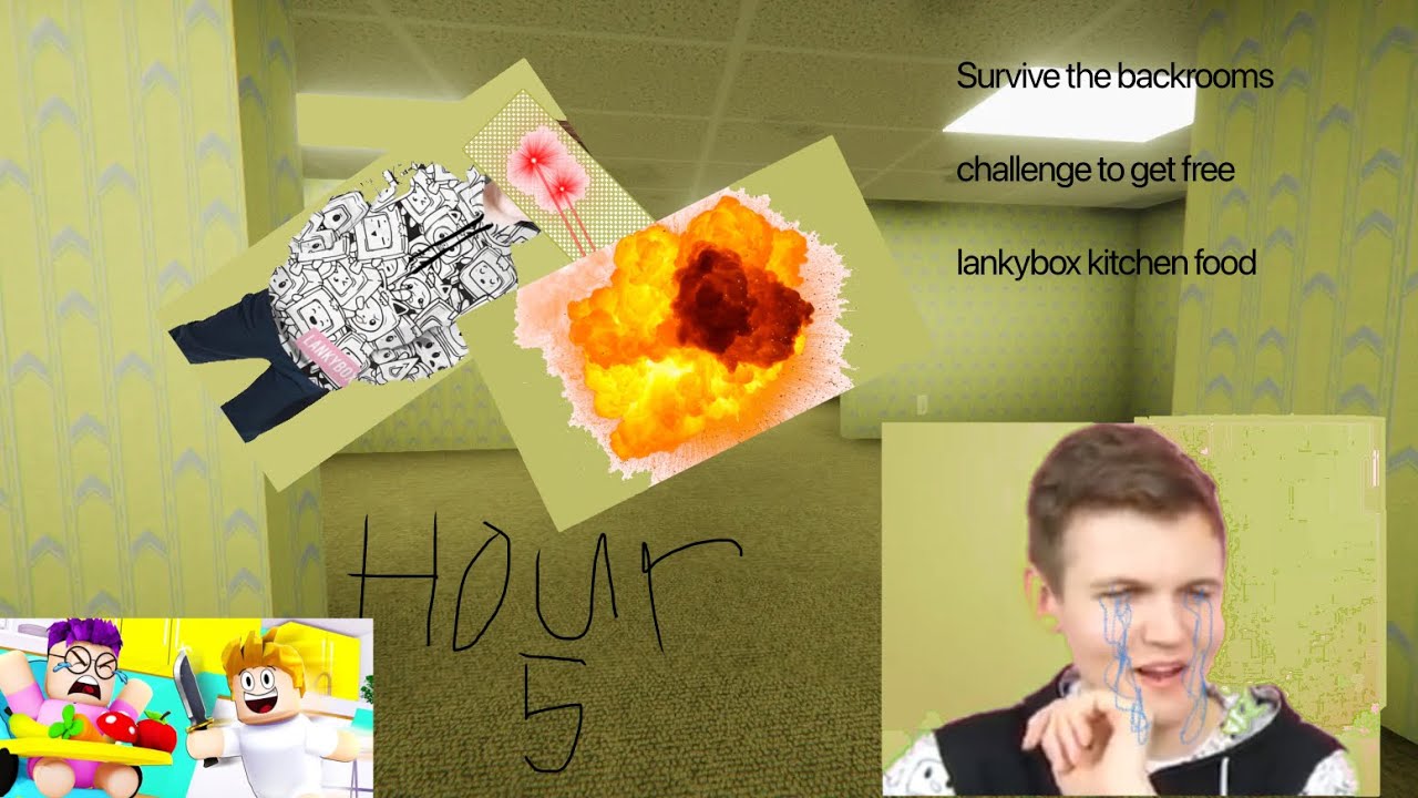 Survive the backrooms challenge to get free lankybox kitchen meal - YouTube