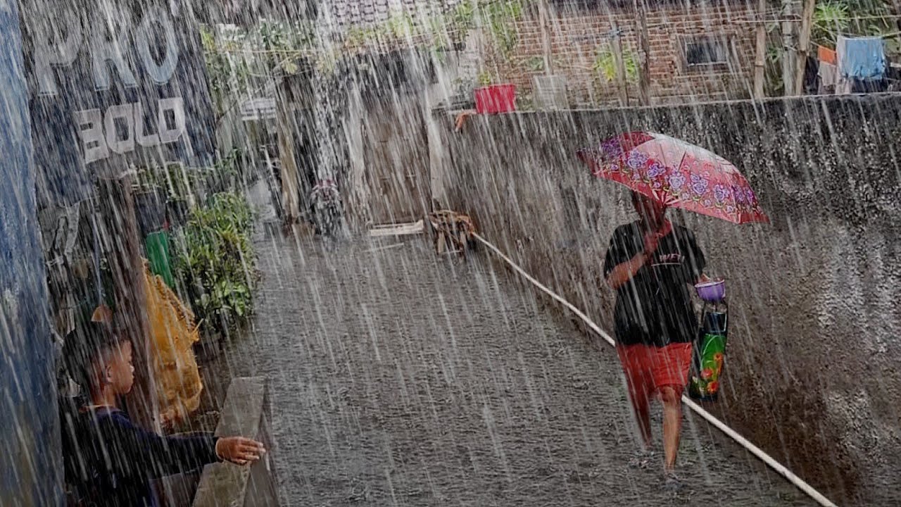 Heavy Rain And Strong Winds In My Village | sleep instantly with the ...