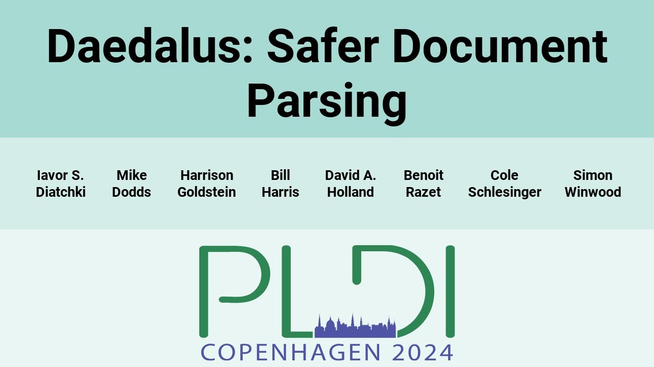 [PLDI24] Daedalus: Safer Document Parsing - YouTube