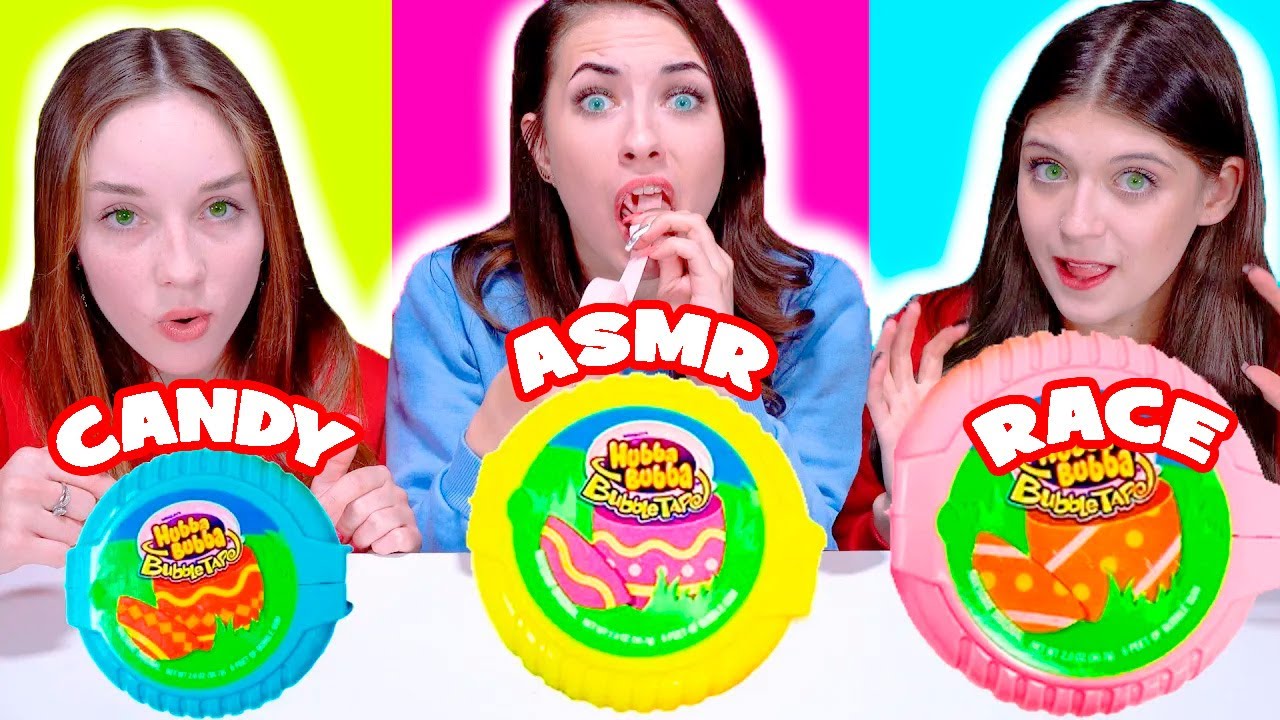 ASMR Candy Race Eating Chocolate Eggs, Candy, Twist and Drink - YouTube