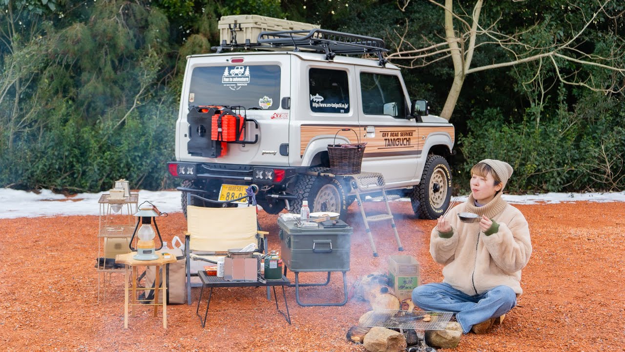 Carcamping with a cute wood-grained Jimny - YouTube