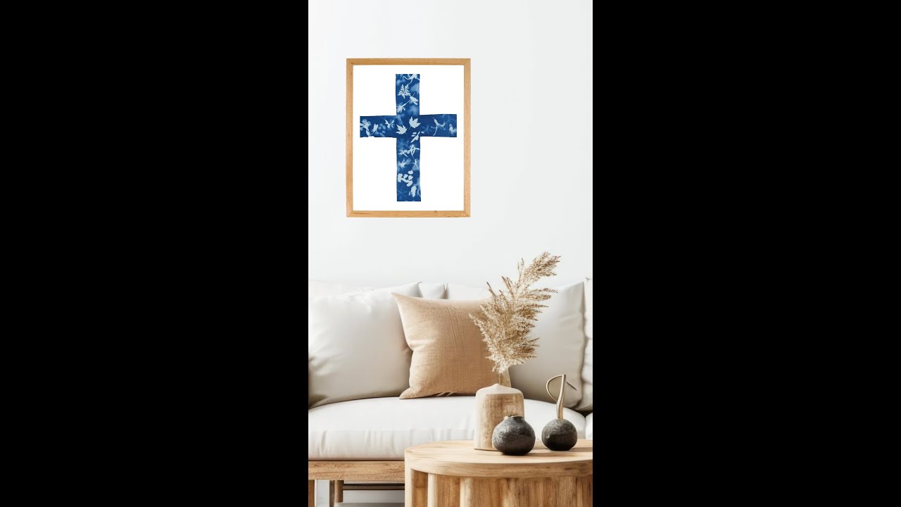Cyanotype Floral Blue Prints on Paper, The Cross Poster Wall Art - YouTube