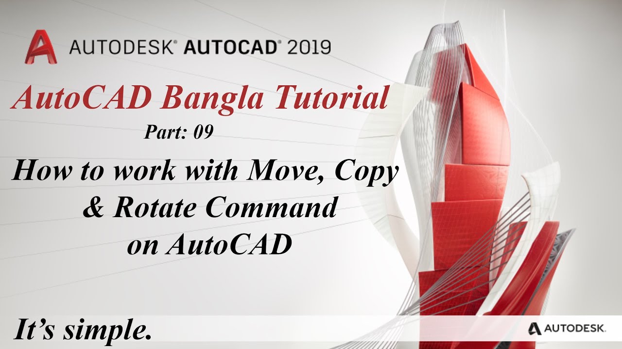 Part 09 Autocad Bangla Tutorial How To Use Move Copy And Rotate Command In Autocad Youtube