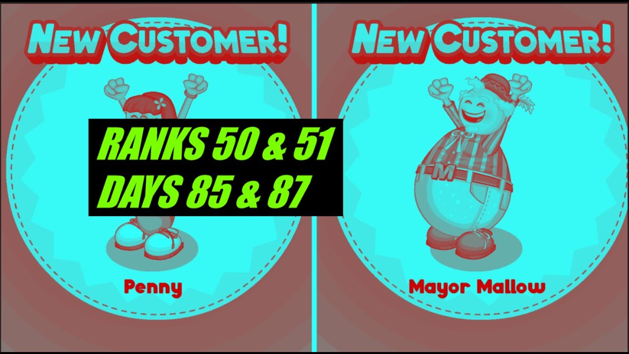 Papa's Wingeria HD | Ranks 50 & 51 - Penny and Mayor Mallow - YouTube
