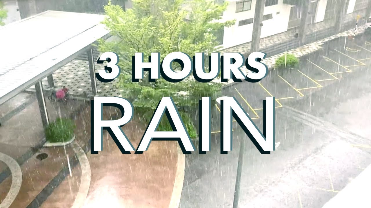 3 hours of HEAVY RAIN outside my office window - YouTube
