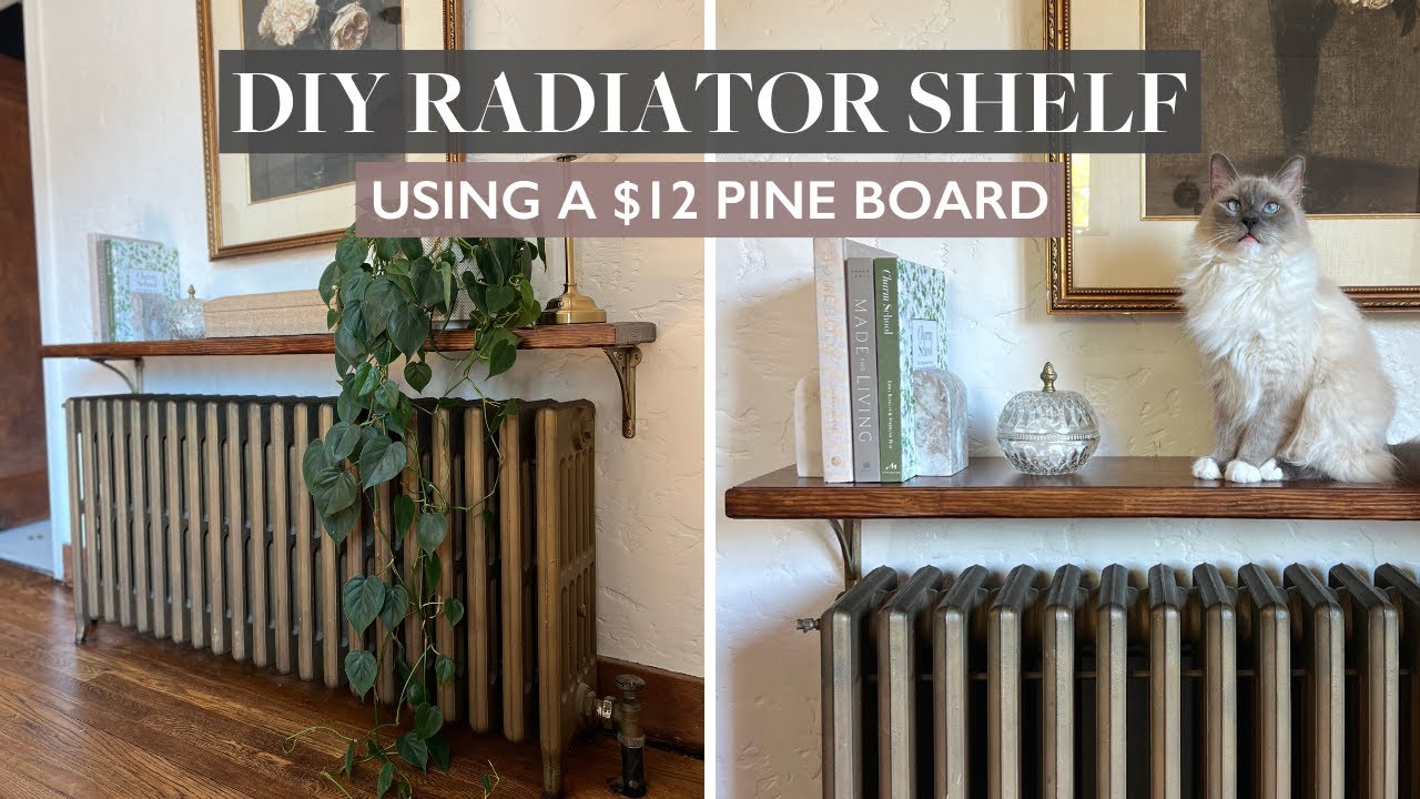 How to Make a DIY Radiator Shelf Using a $12 Pine Board! - YouTube