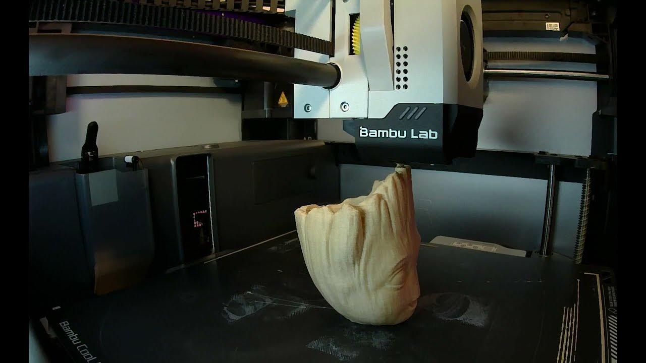 Bambu labs X1 Carbon wood PLA filament baby Groot planter print timelapse #shorts - YouTube