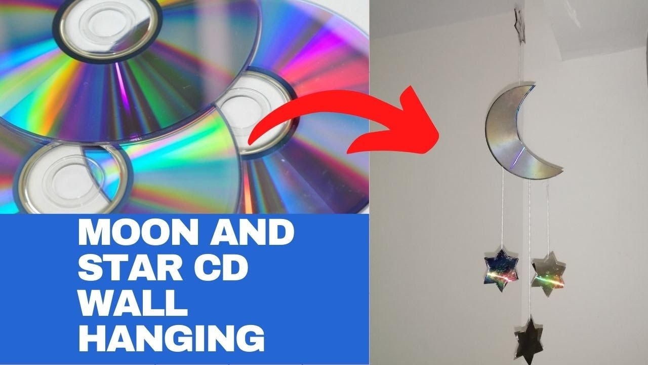 How To Make Star And Moon Using Waste CD | DIY Best Out of Waste CD ...