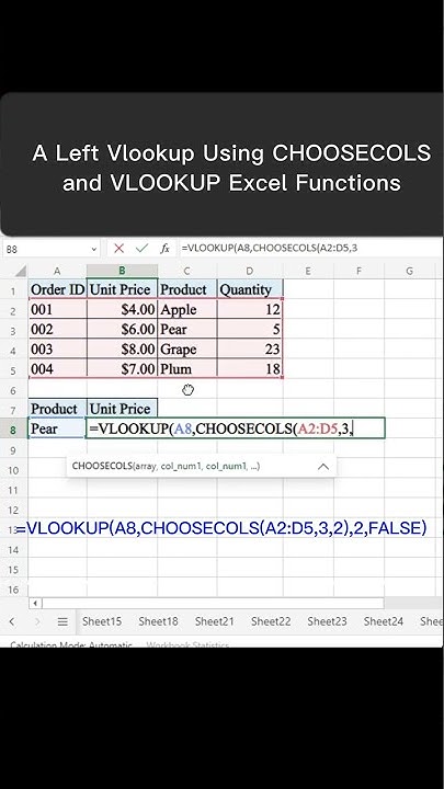 A Left Vlookup Using CHOOSECOLS and VLOOKUP Excel Functions #shorts - YouTube