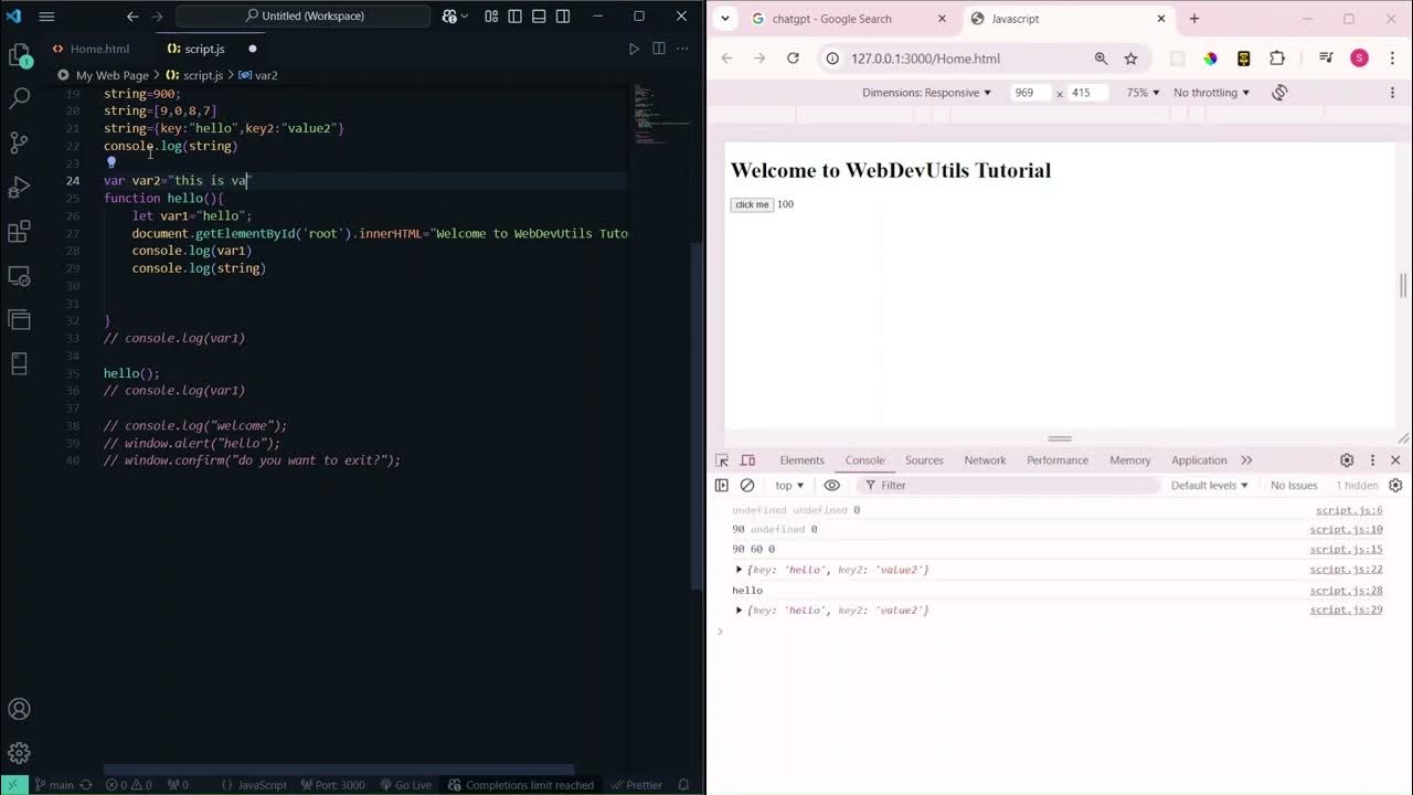 JavaScript Tamil - 3 | var, let, const - 2 - YouTube