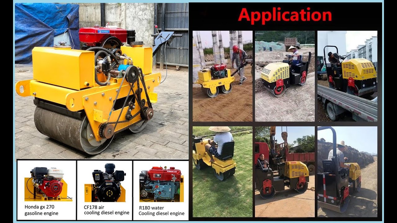 Baby Roller Single Double Drum Vibratory Compactor - YouTube
