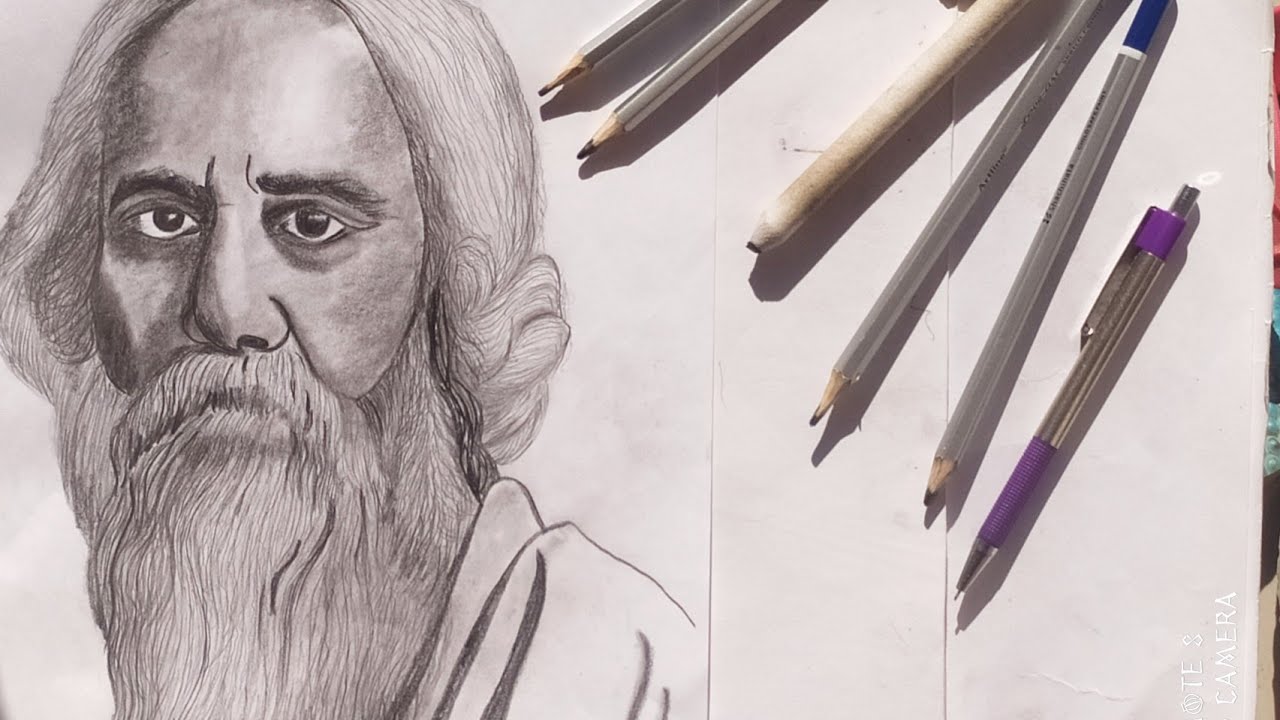 A TRIBUTE TO BISWAKOBI RABINDRANATH TAGORE. How to draw Rabindranath ...