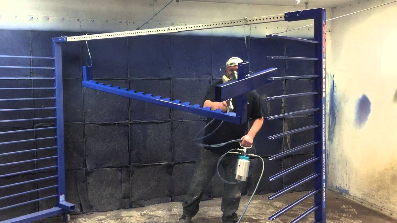 Spraying Transfer Cart Using Fast Rack Equipment Drying Rack - YouTube