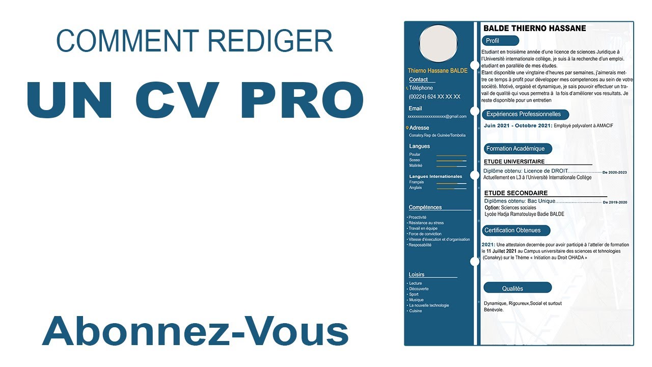 COMMENT REDIGER UN CV PRO comment écrire un curriculum vitæ simple et ...