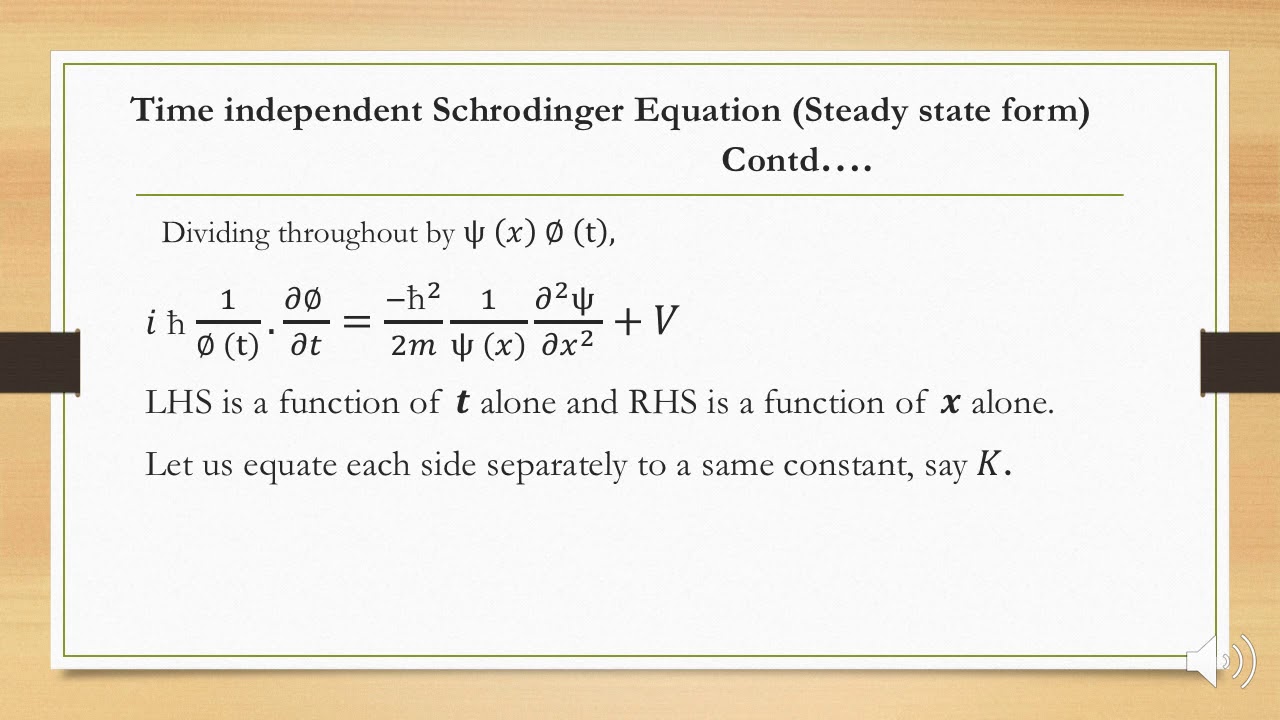 QM 3 (Time independent Schrodinger equation) - YouTube