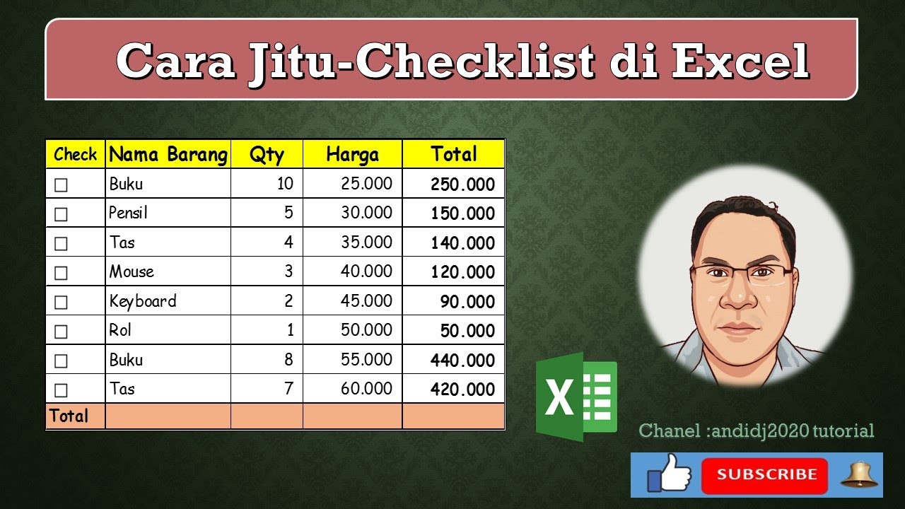 Cara Jitu-Menggunakan Checklist data di MS.Excel - YouTube